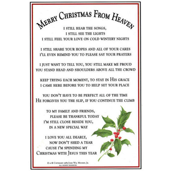 Mooney TunCo Merry Christmas from Heaven Bookmark – Centerville C&J ...